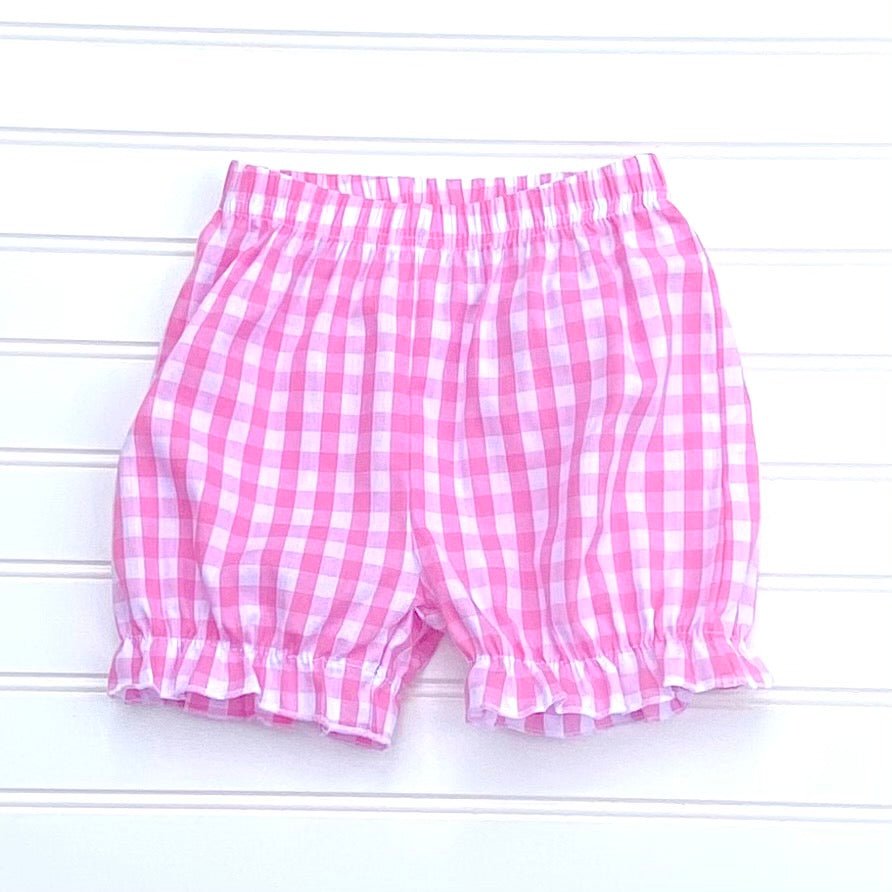 Girls Gingham Shorts - Pink Check – Smocked South